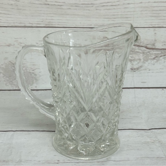 Dining | Vintage Clear Cut Pressed Glass Cream Pitcher 5 Tall | Poshmark